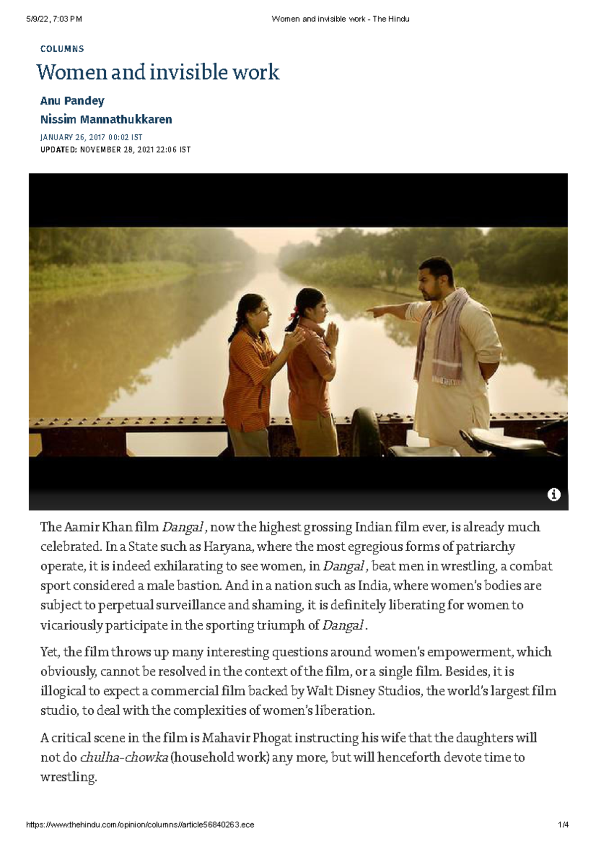 Women and invisible work - The Hindu - COLUMNS Women and invisible work ...