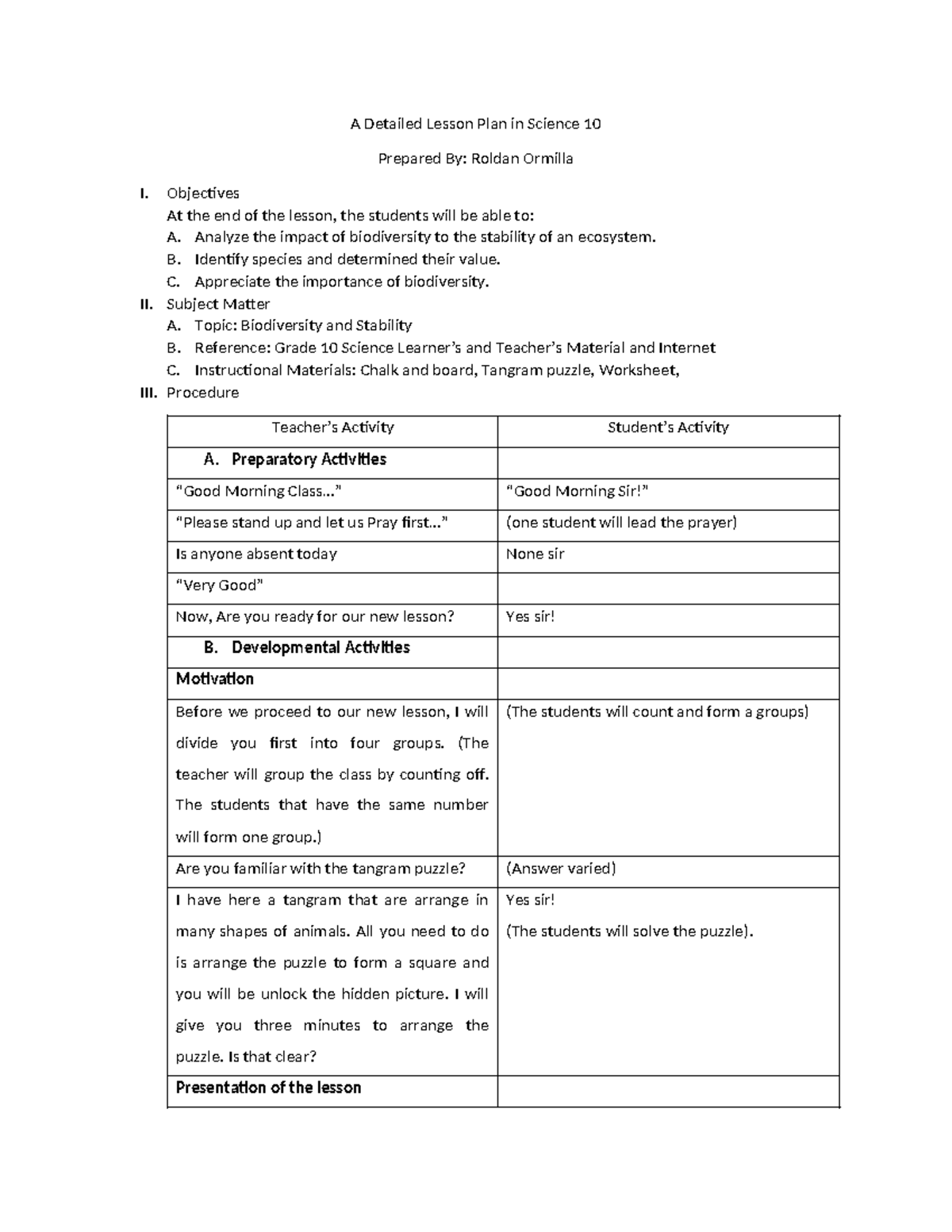 337909726 A Detailed Lesson Plan in Science 10 Autosaved - A Detailed ...