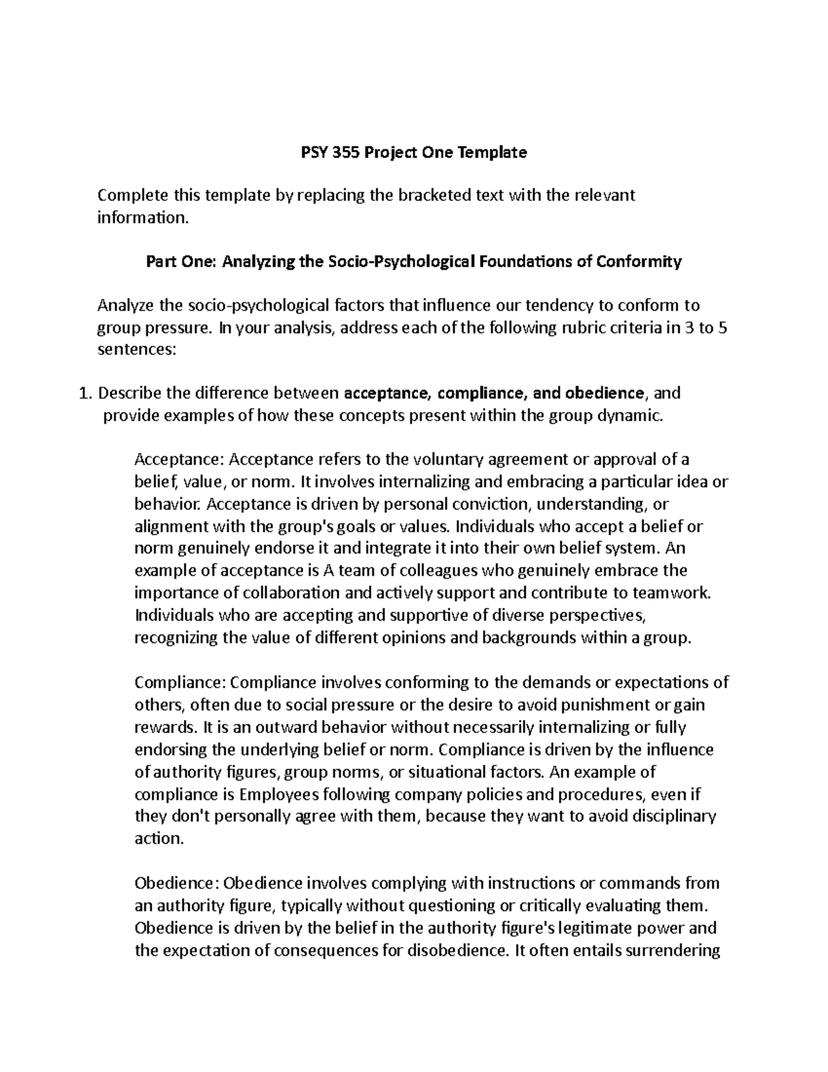 Psy 355 week 6 - Week 6 - PSY 355 Project One Template Complete this ...