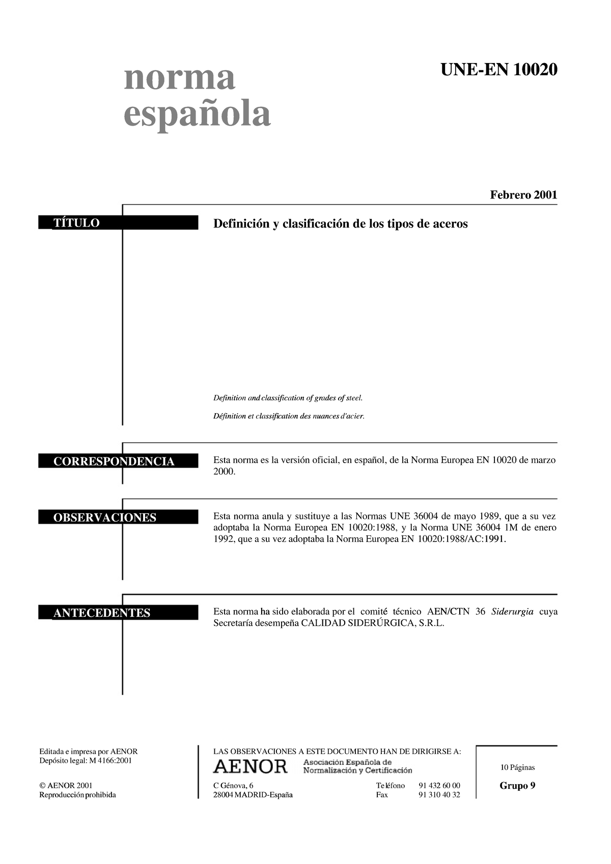 232905237-une-en-10020-2001 pdf compress - UNE-EN 10020UNE-EN 10020 ...