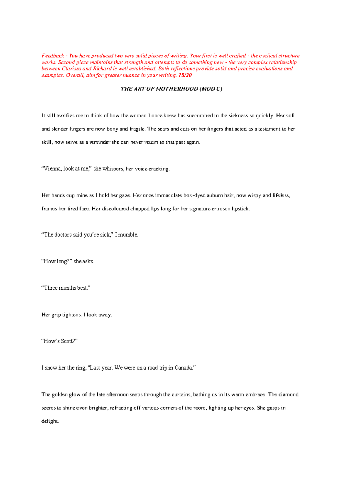 Copy of 18 Imaginative Reflection 3 - Feedback - You have produced two ...