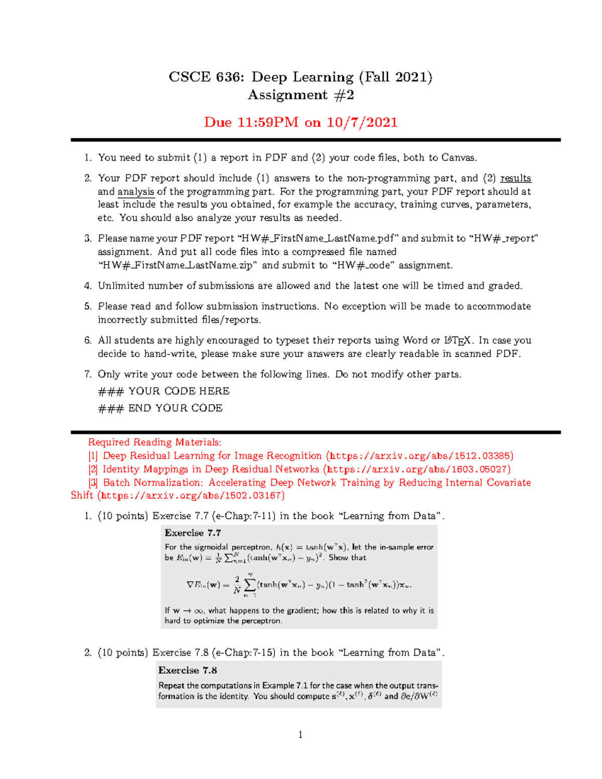 Home work 2 which is mainly on deep learning graduate course - CSCE 636: Deep Learning (Fall ...