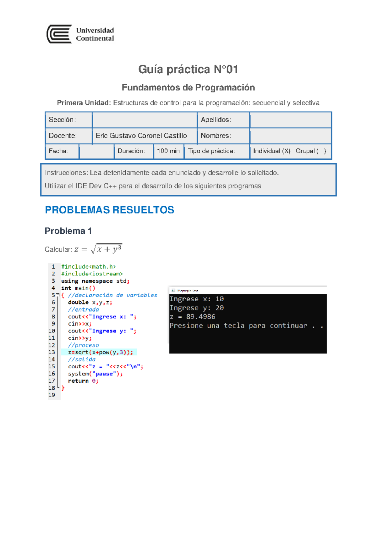 Semana 01 Guia de Practica - Guía práctica N° Fundamentos de ...
