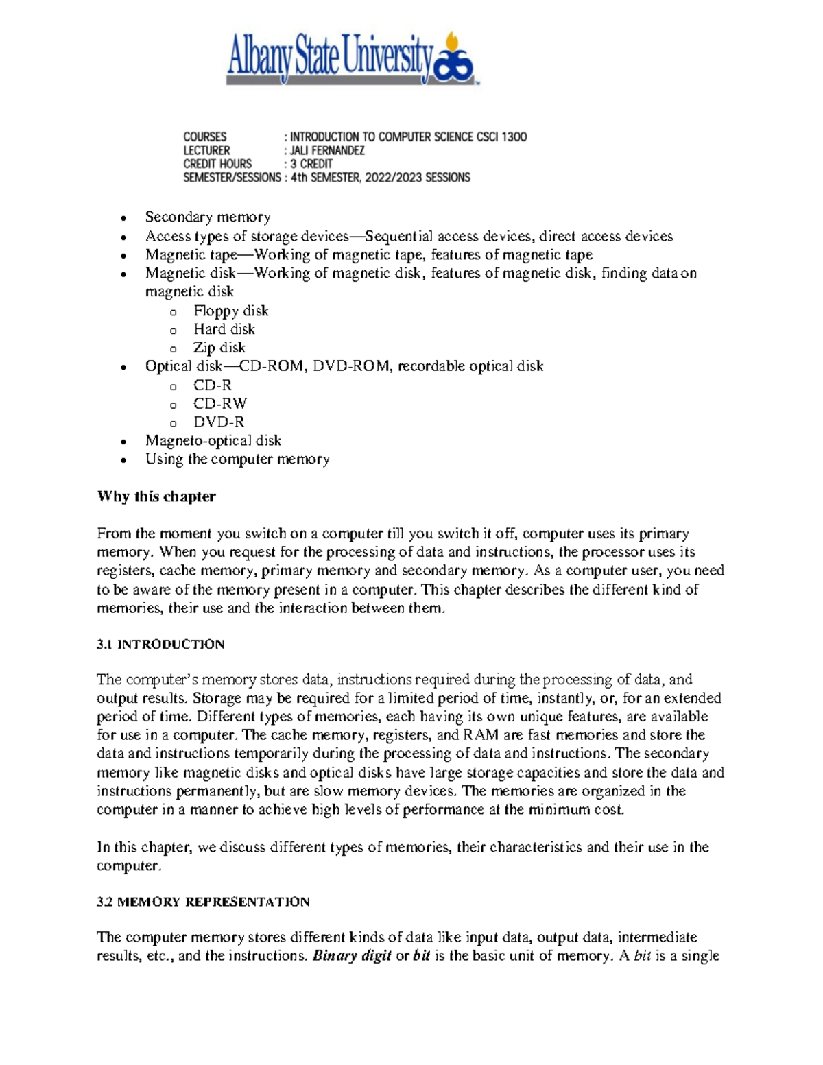 Computers basicc computers I fundamental 8 - Secondary memory Access types of storage - Studocu