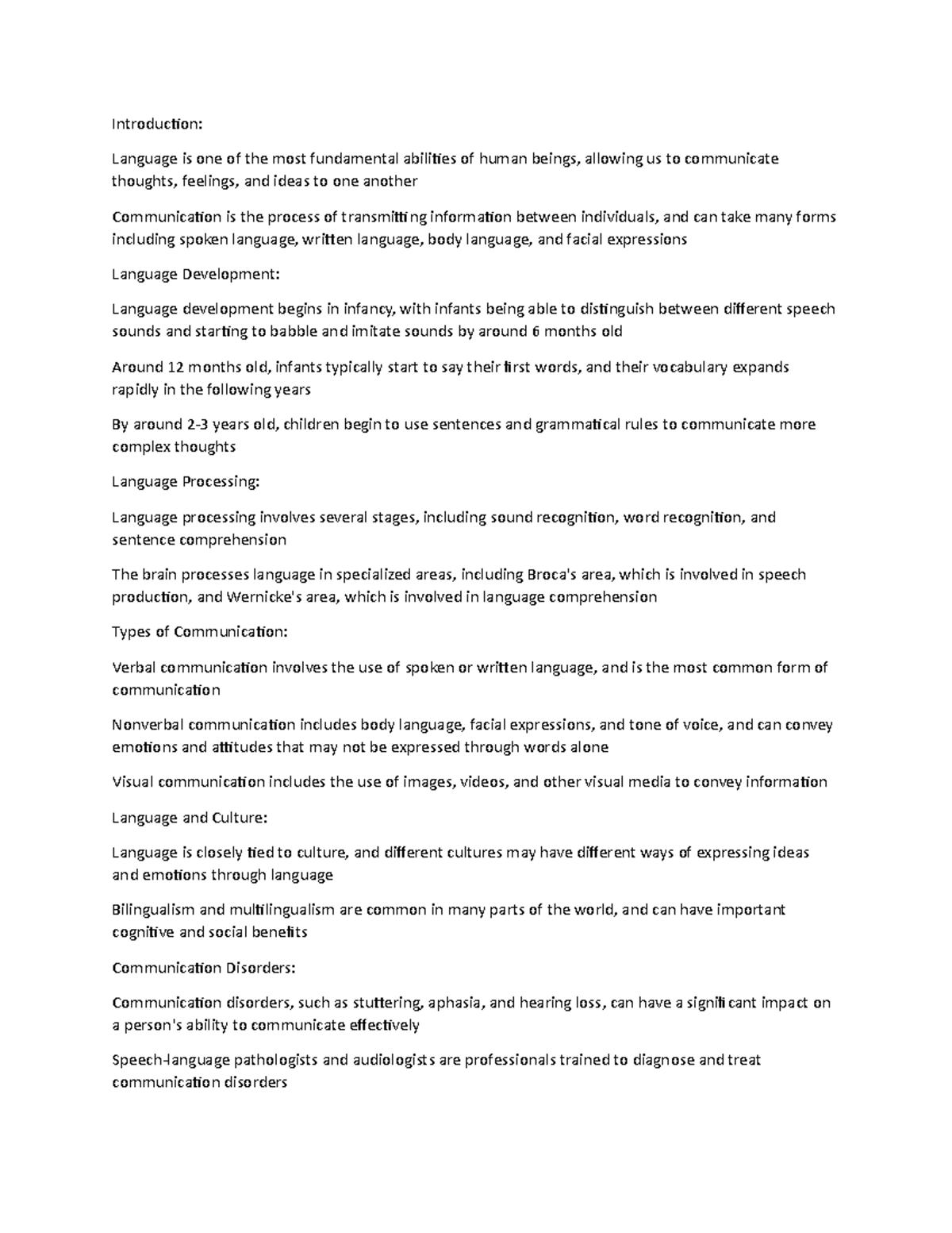 Language and Communication - Introduction: Language is one of the most ...