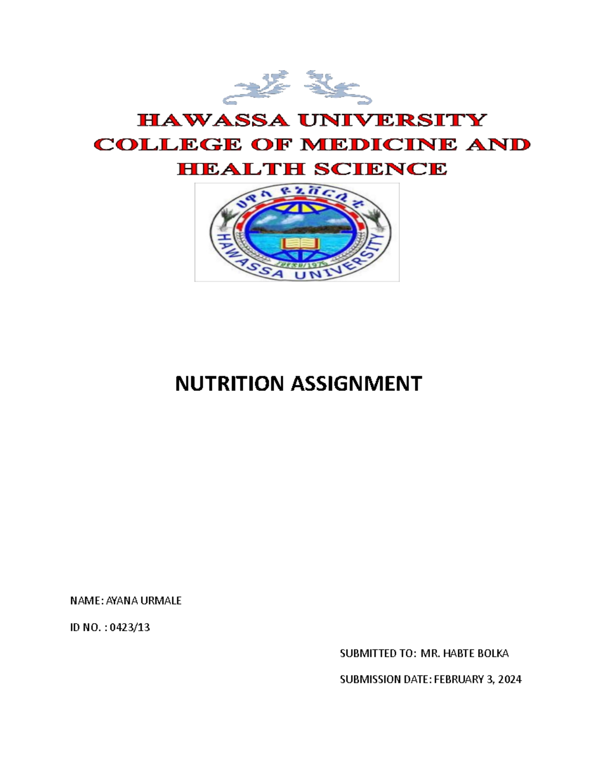 Nutritional anthropology - NUTRITION ASSIGNMENT NAME: AYANA URMALE ID ...