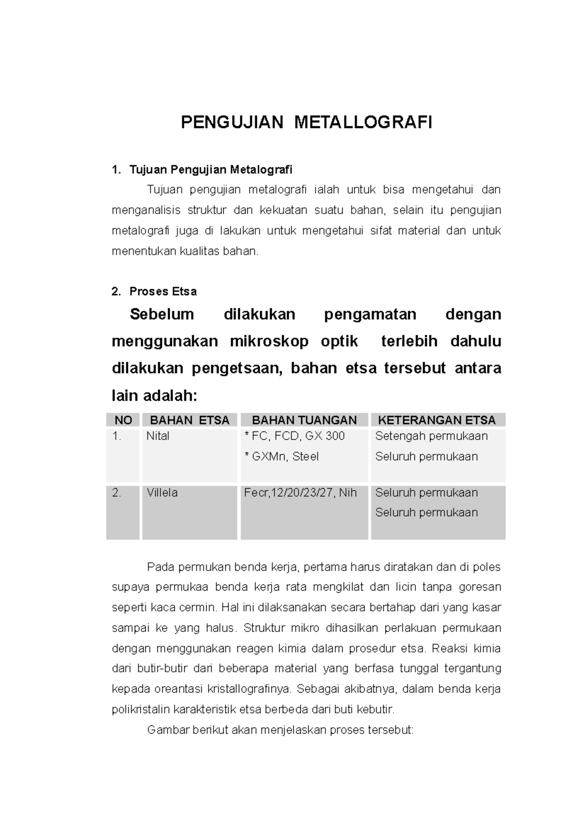 Pengujian Metalografi - Proses Etsa Sebelum dilakukan pengamatan dengan ...