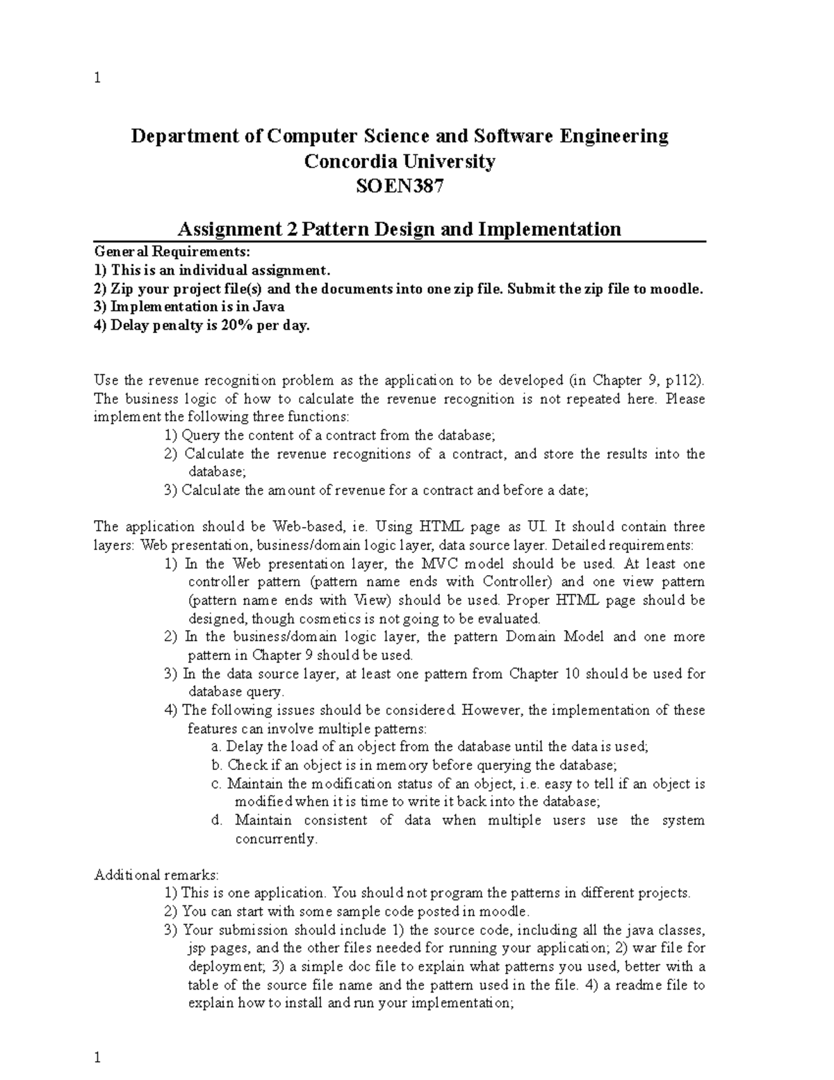 Assignment 2Fall2016 - 1 Department of Computer Science and Software ...