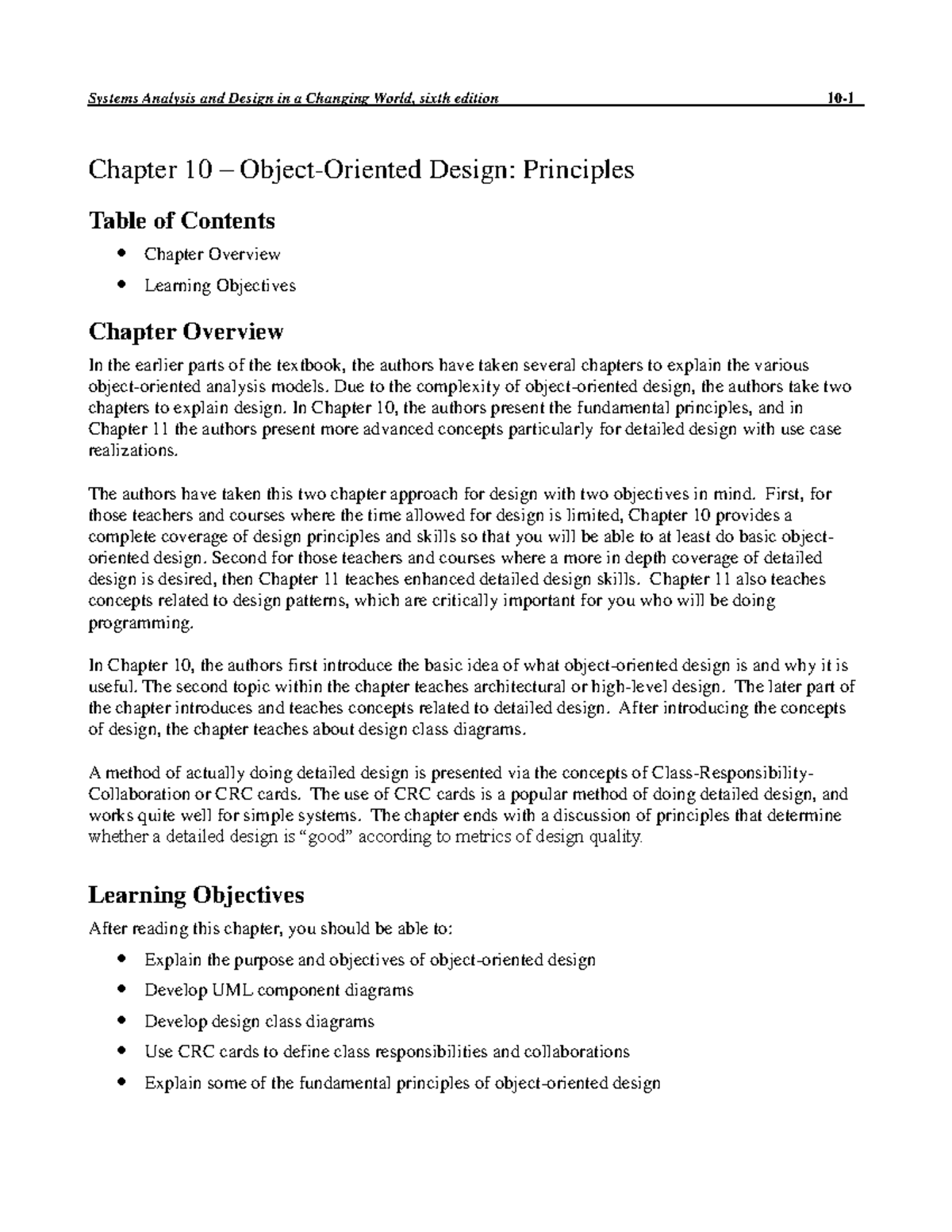 ICT2622-Chapter 10Lecture - Chapter 10 – Object-Oriented Design: Principles Table of Contents ...