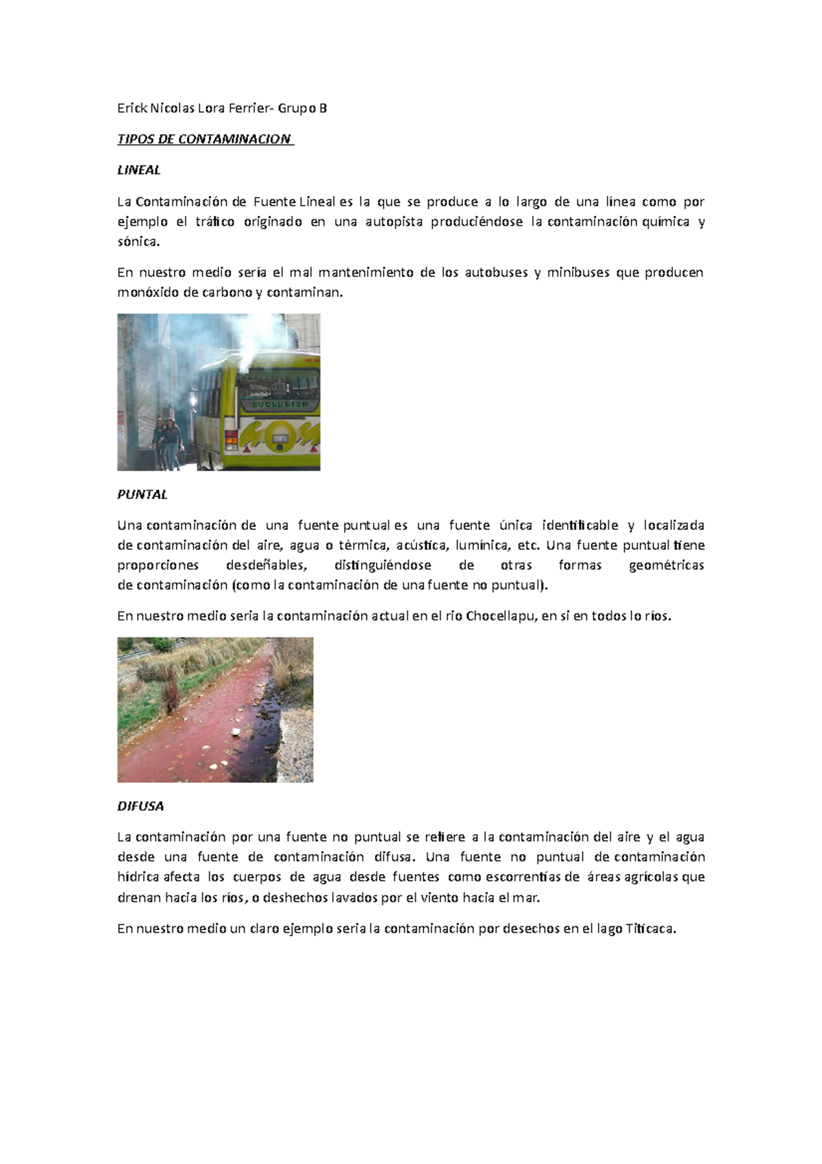 Erick Nicolas Lora Ferrier- Grupo B- Tipos DE Contaminación - Erick ...