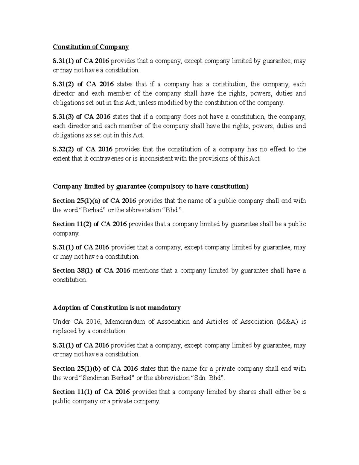 UCL3612 Topic 5 Constituion of company - Constitution of Company S(1 ...