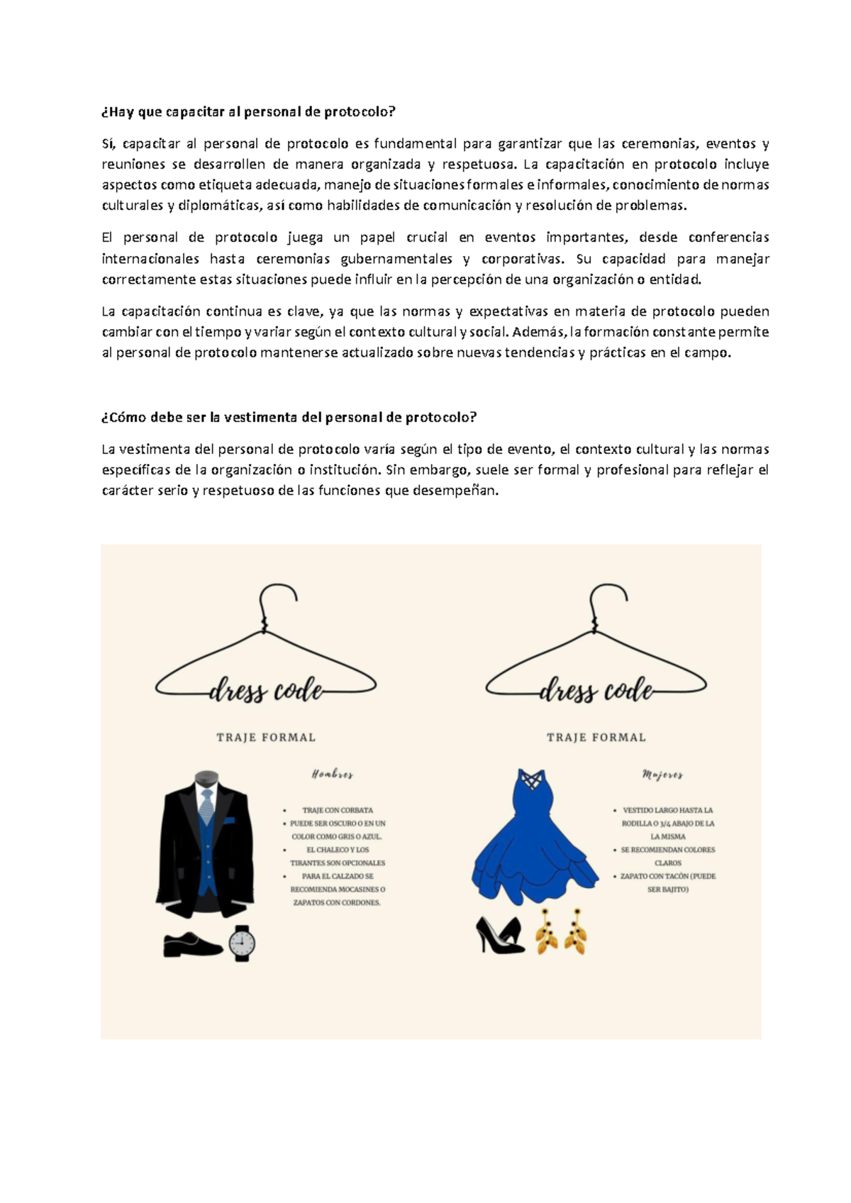 Personal de protocolo - vestimenta - ¿Hay que capacitar al personal de ...