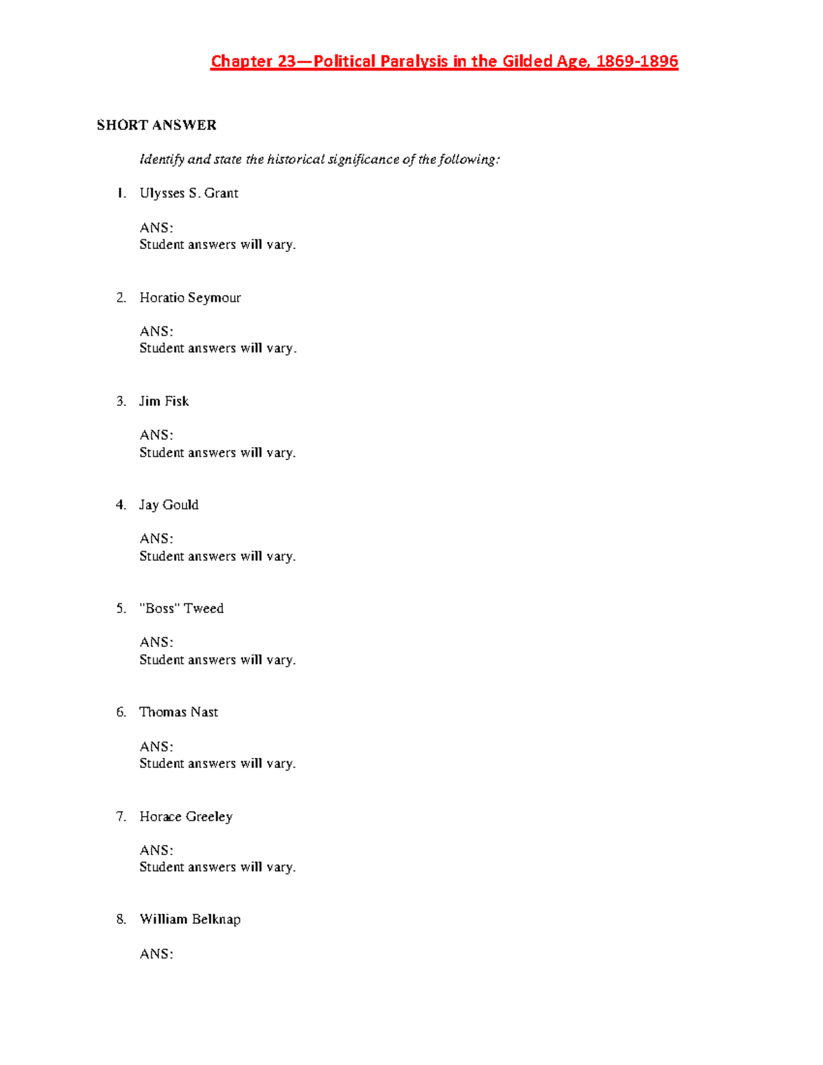 Ch23 Political Paralysis in the Gilded Age - Chapter 23—Political ...
