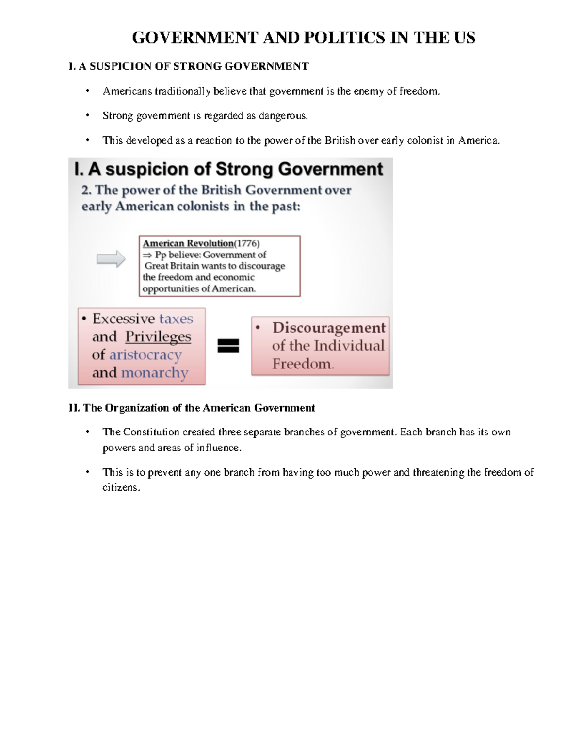 7 - cdf - GOVERNMENT AND POLITICS IN THE US I. A SUSPICION OF STRONG ...