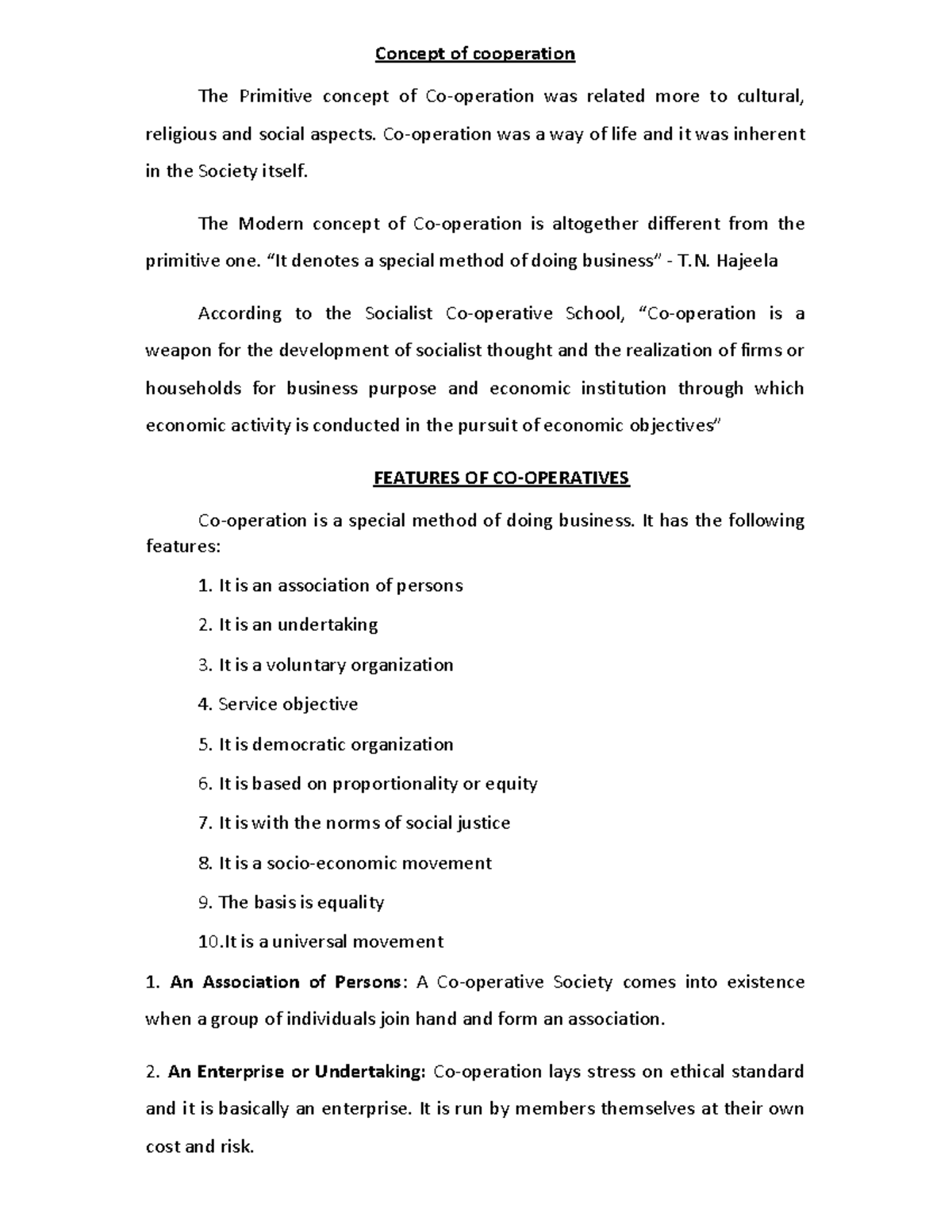 Coopertation 1 - Lecture notes - Concept of cooperation The Primitive ...