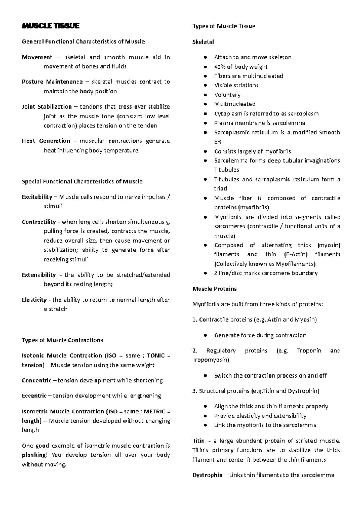 Histology Transes - reviewer - MUSCLE TISSUE General Functional ...