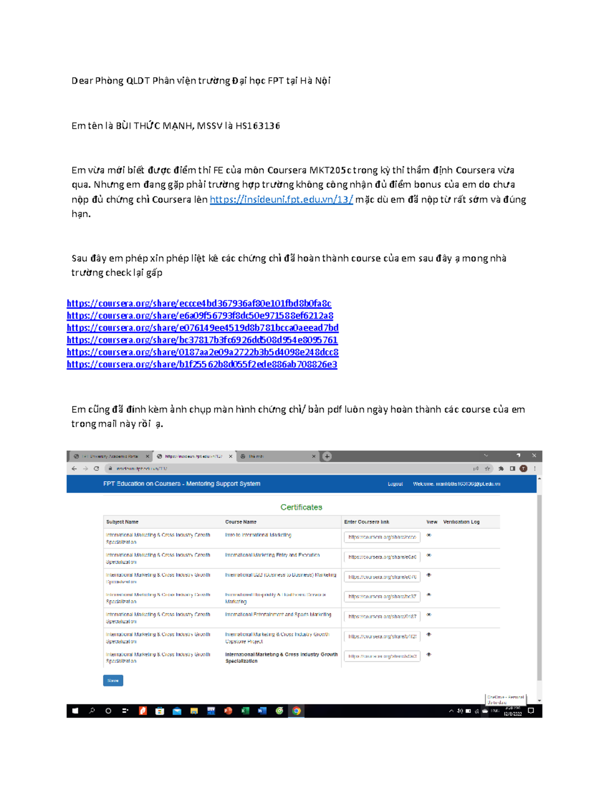DON- Khieu-NAI - Dear Ph漃ng QLDT Ph‚n vi ⌀n trường Đ愃⌀ i h漃⌀c FPT t愃⌀i H‡ Nội Em tÍn l愃 BŸI THỨC ...