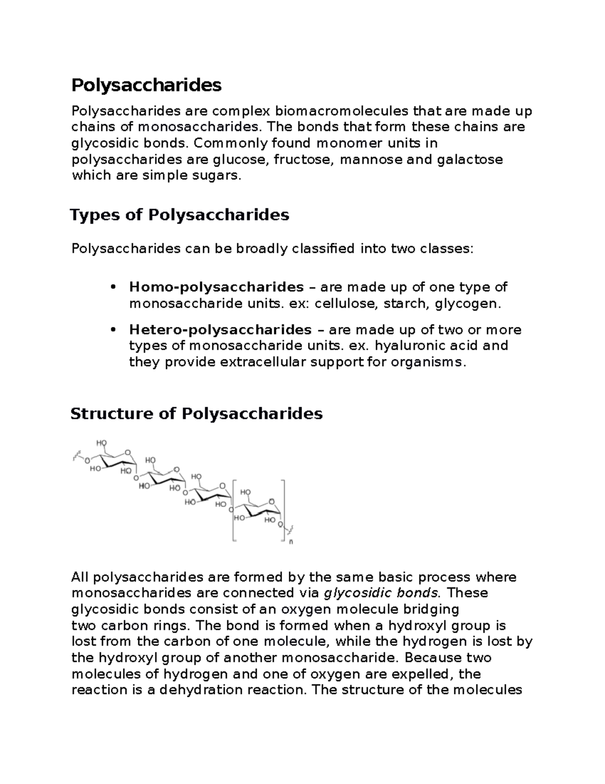 Polysaccharides - Polysaccharides Polysaccharides are complex ...