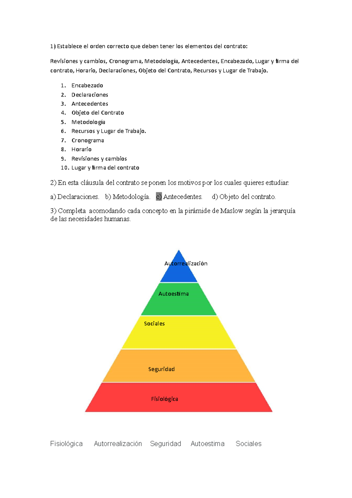 Trabajo 1 - loko - Establece el orden correcto que deben tener los ...