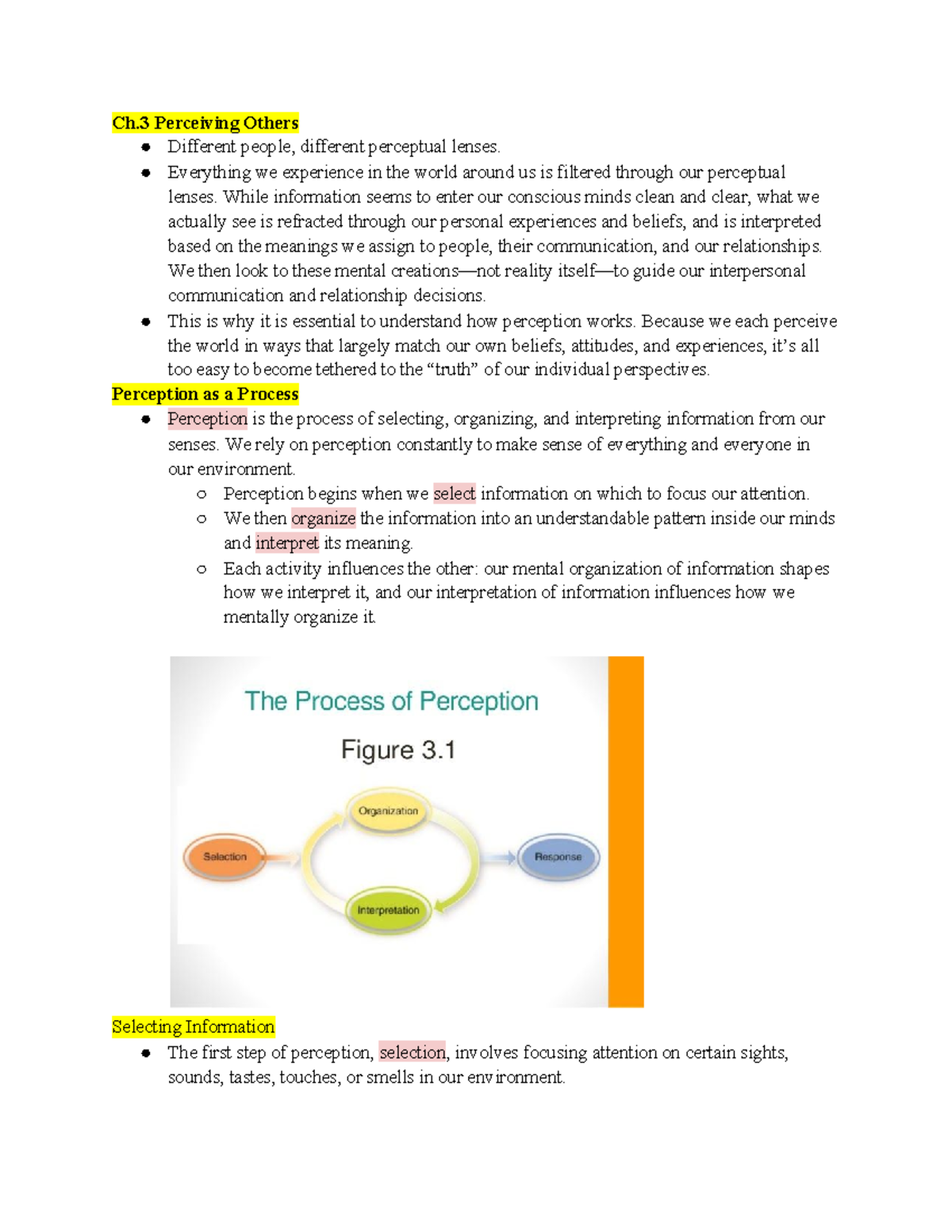 Ch.3 Perceiving Others - Ch Perceiving Others Different people ...
