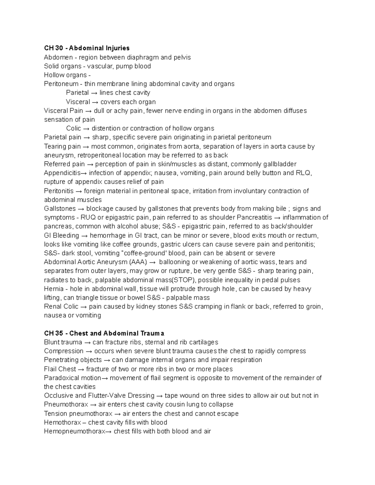 EMT Terms - CH 30 - Abdominal Injuries Abdomen - region between ...