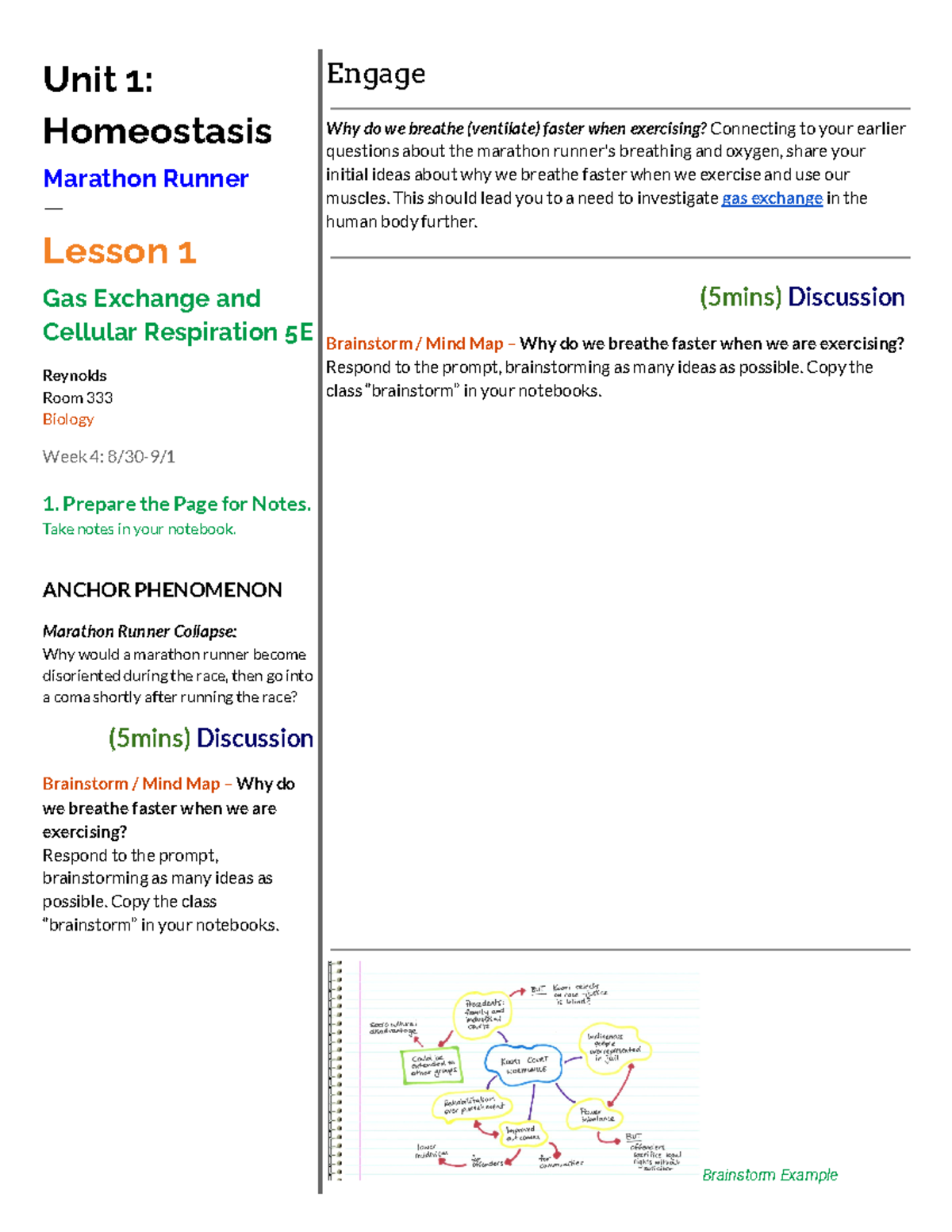 Lesson 1 Unit 1 Homeostasis Marathon Runner - Unit 1: Homeostasis ...