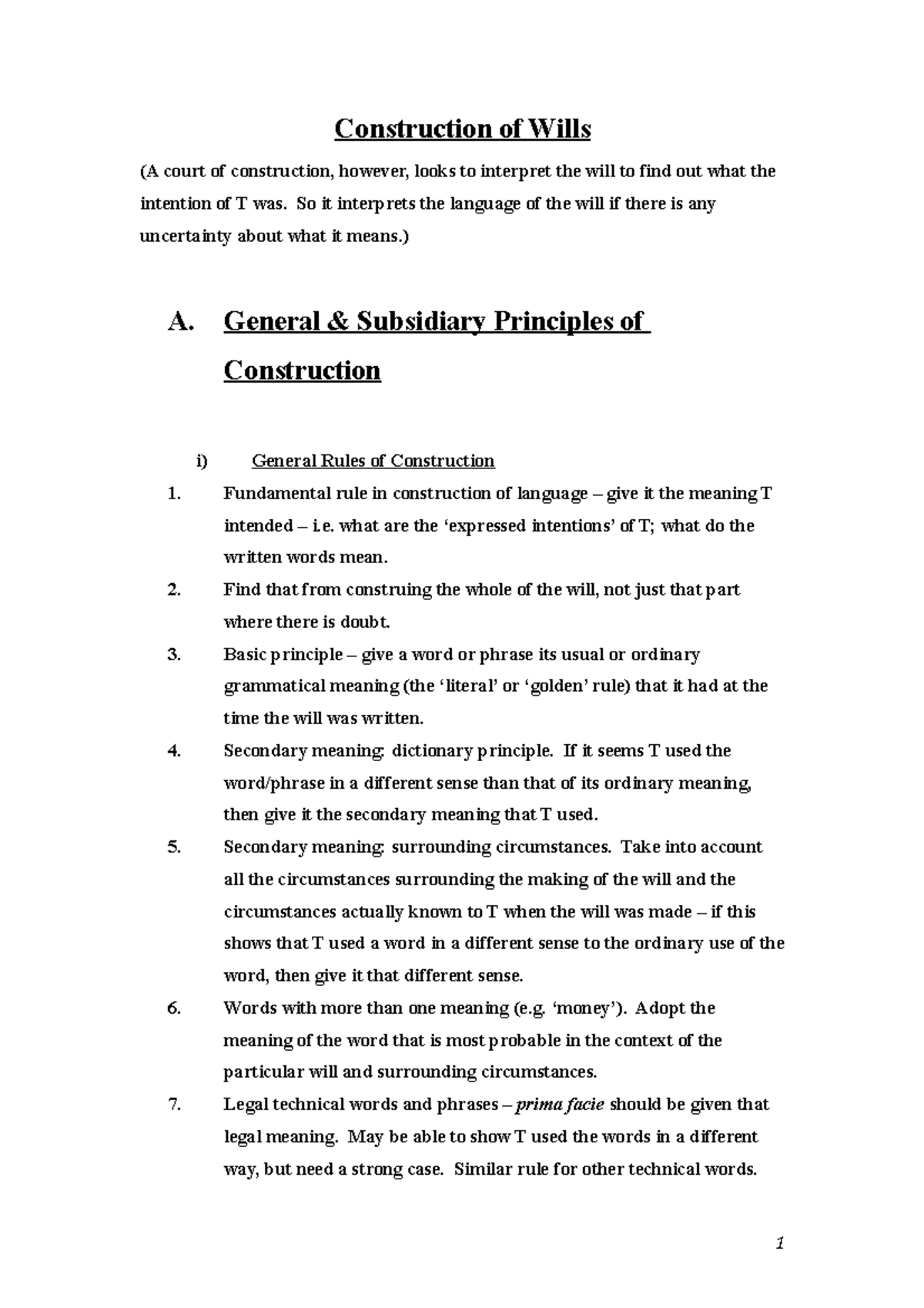 Construction of Wills - So it interprets the language of the will if ...