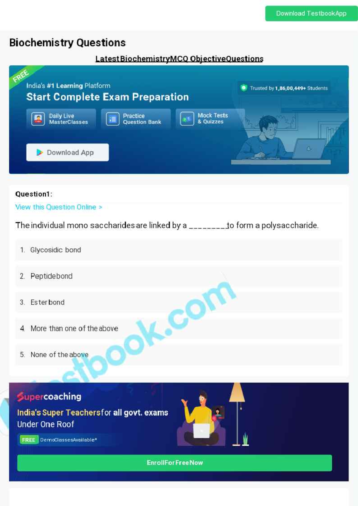 Mcq on biochemistry 632da1b8eb25c699476 a8433 - Biology - Studocu