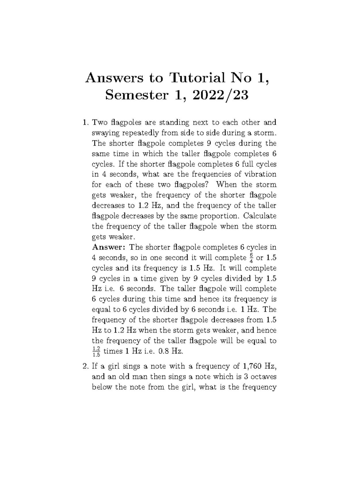 Tutorial 1 - tut 1 - Answers to Tutorial No 1, Semester 1, 2022/ Two ...