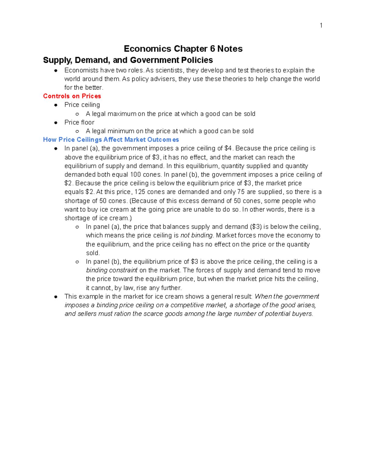 Econ Chapter 6 - The instructor for this course was George Langelett ...