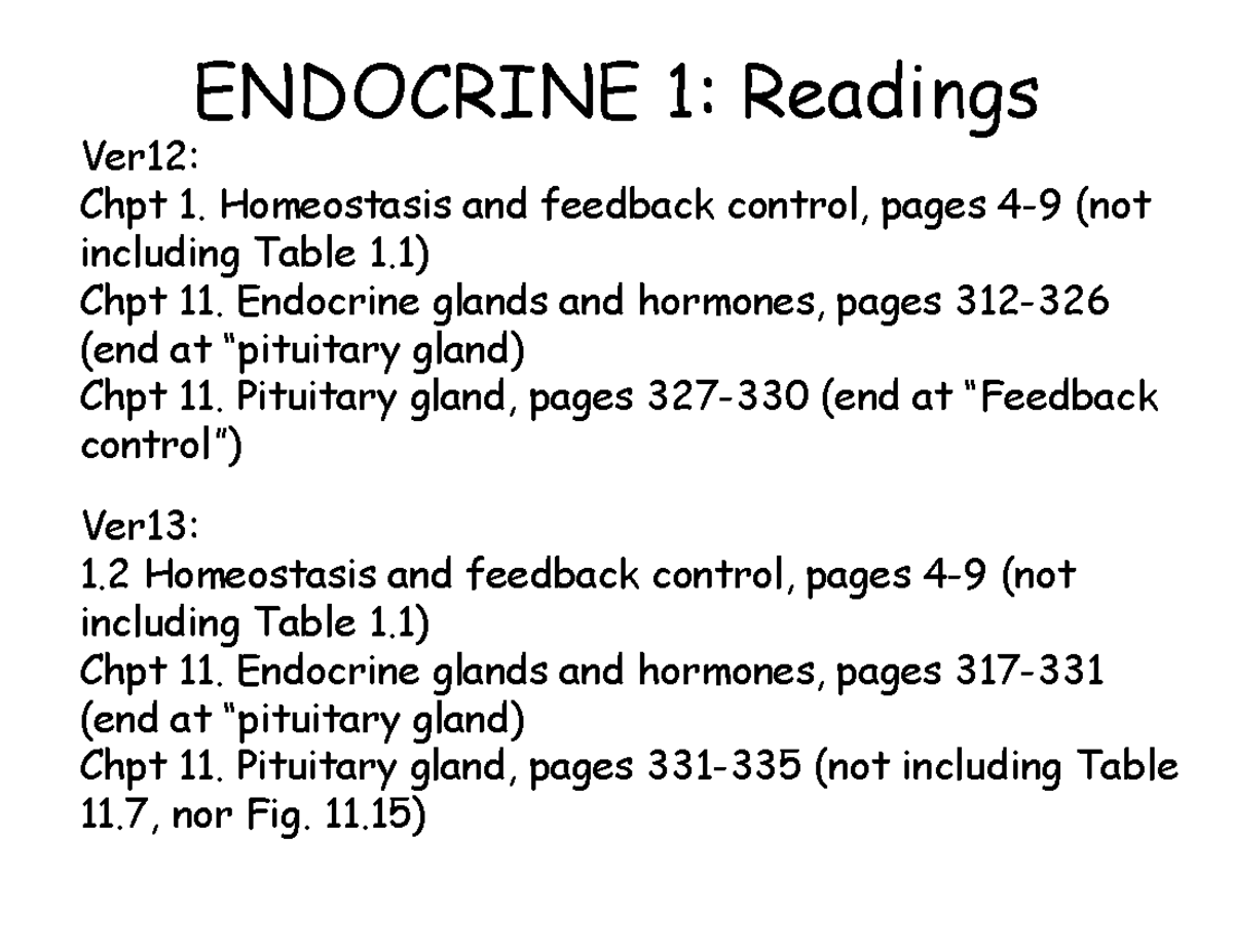1B Jan 19 Endo Lecture 1 1 per frame TO POST - ENDOCRINE 1: Readings ...