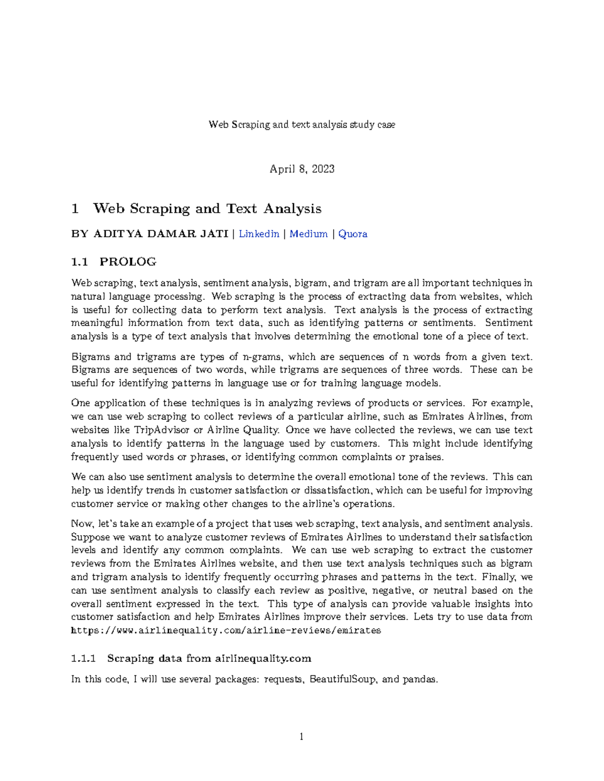 Web scraping and text analysis - Web scraping is the process of ...