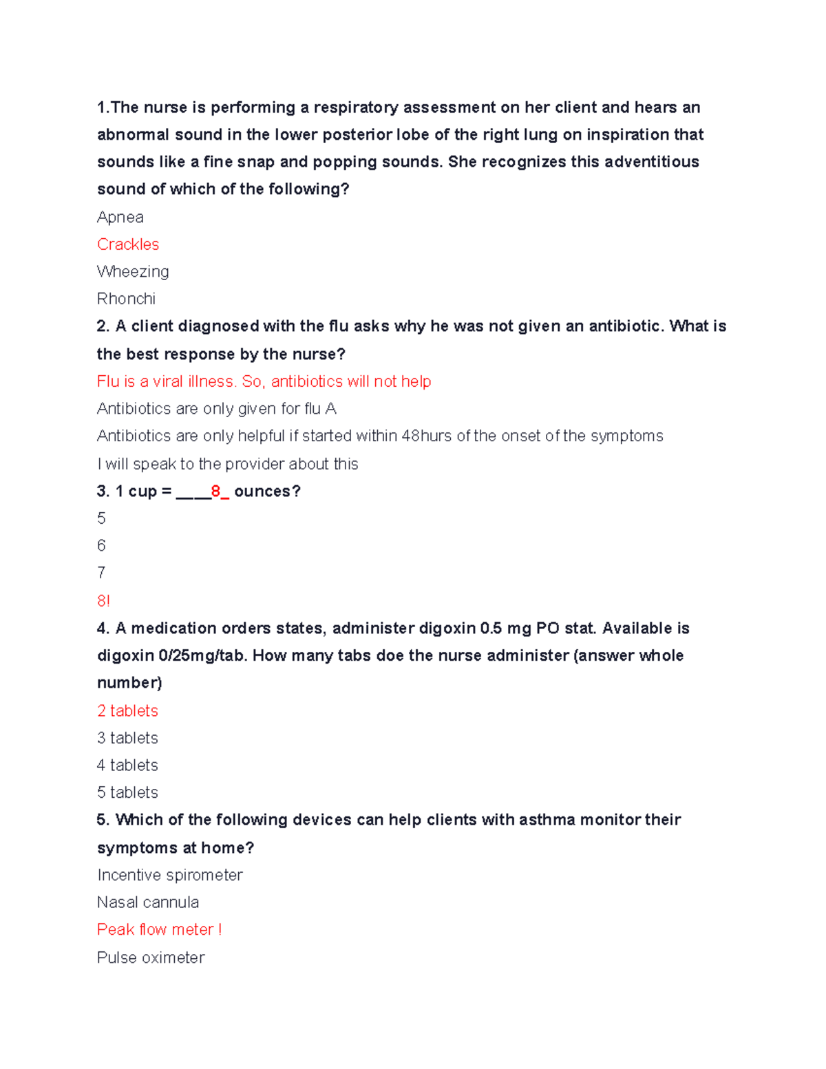 Ccc 3 exam 2 - Exam 2 - 1 nurse is performing a respiratory assessment ...