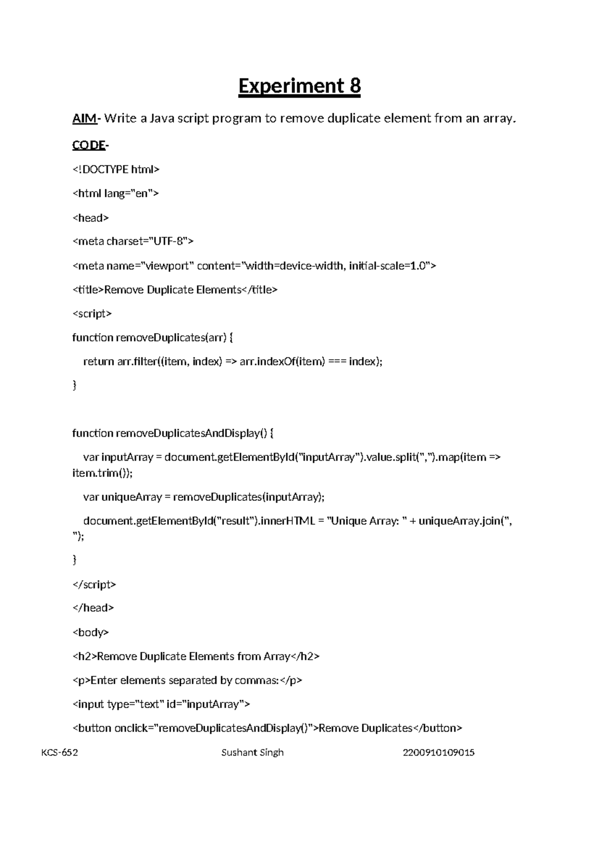 Experiment 8 - CODE-