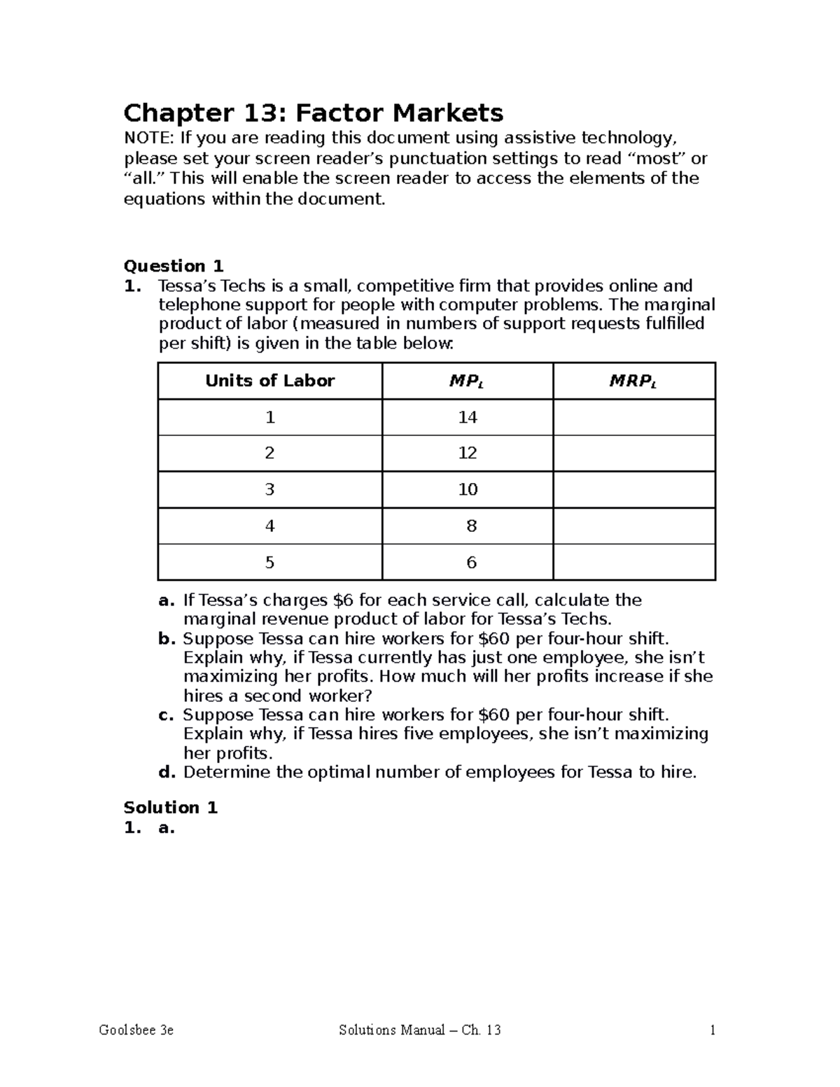 Goolsbee 3e sm ch13 - Chapter 13: Factor Markets NOTE: If you are reading this document using ...