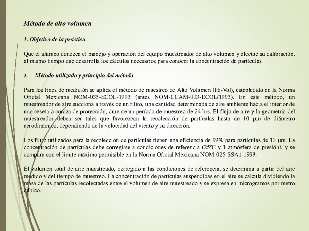Práctica de Hi Vol - Método de alto volumen ####### 1. Objetivo de la ...