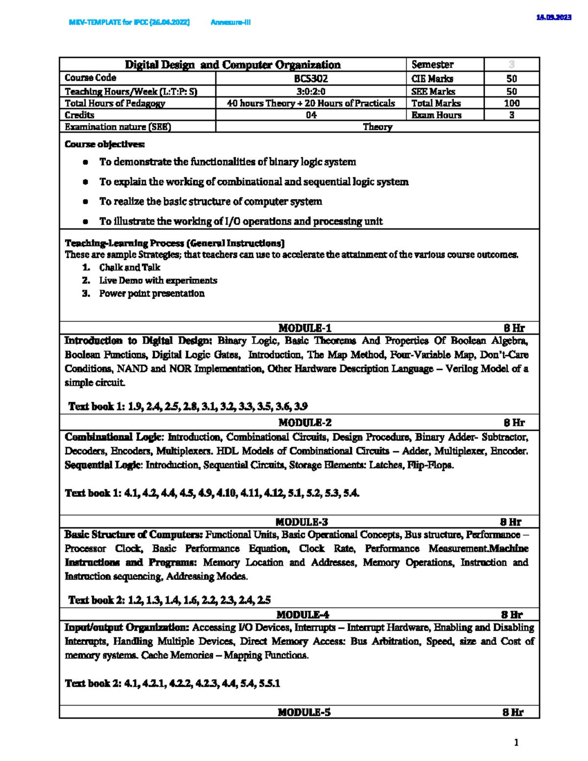DDCO Syllabus - Digtal Design and Computer Organisation - Studocu
