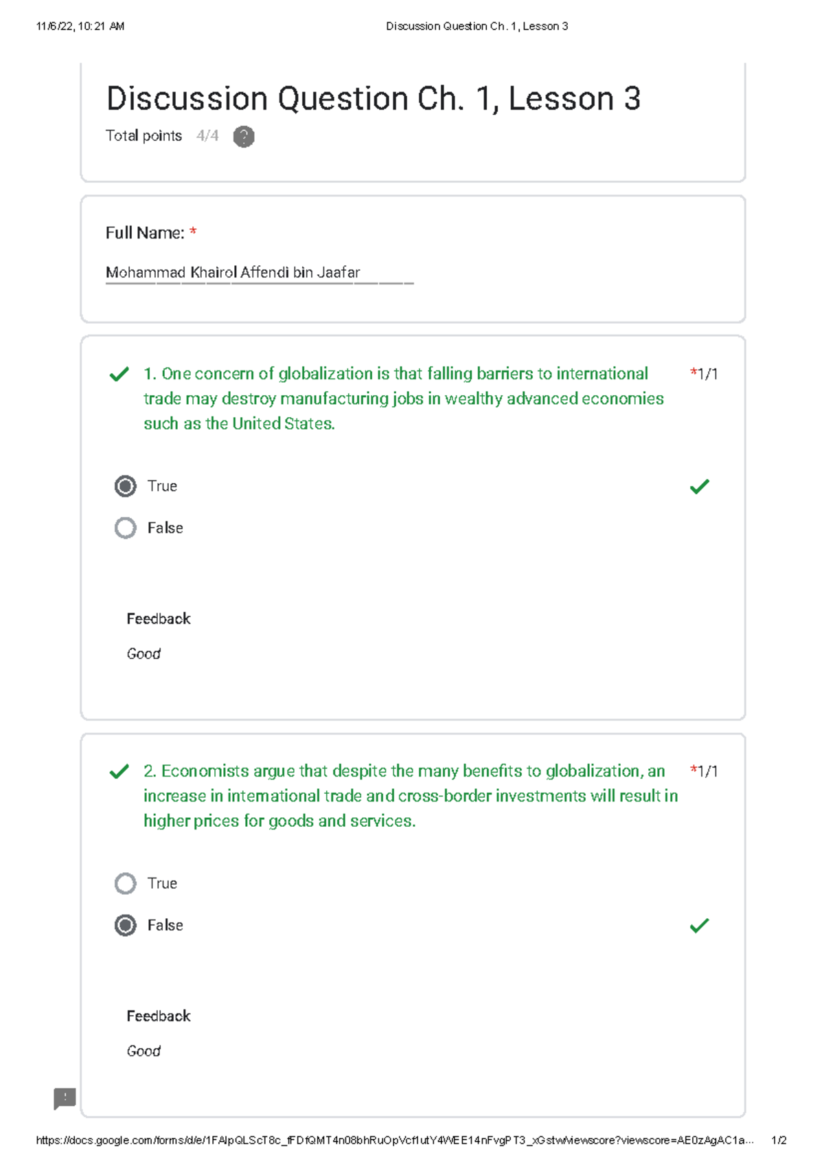 Discussion Question Ch. 1, Lesson 3 - 11/6/22, 10:21 AM Discussion ...