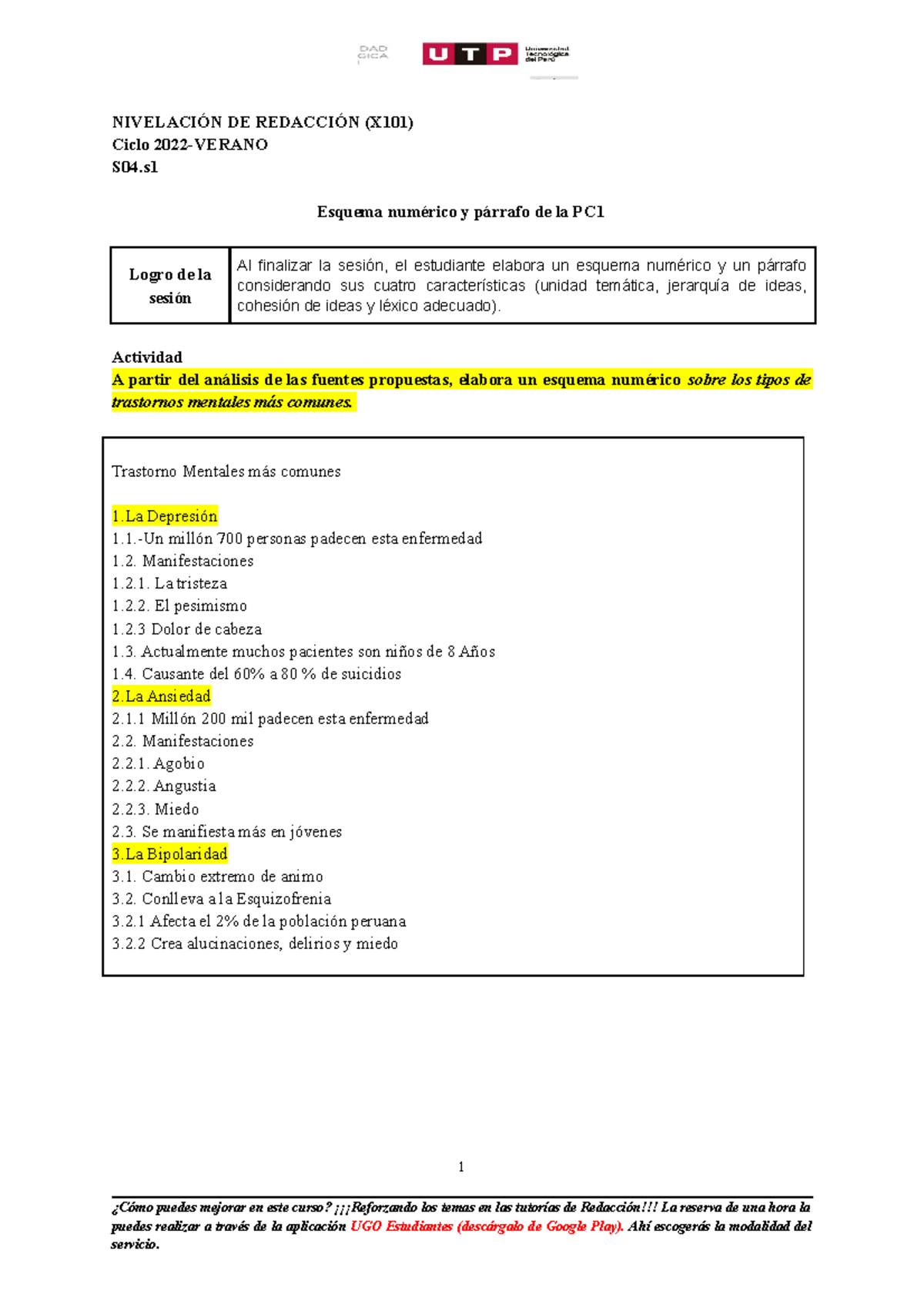 S04.s1 - Esquema numérico y párrafo de la PC1 (Material de actividades) - NIVELACIÓN DE ...