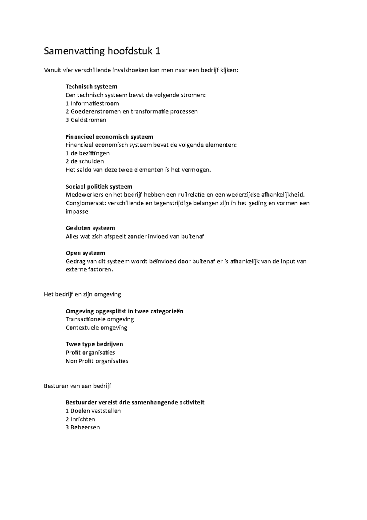 Samenvatting Hoofdstuk1 - Sociaal politiek systeem Medewerkers en het ...