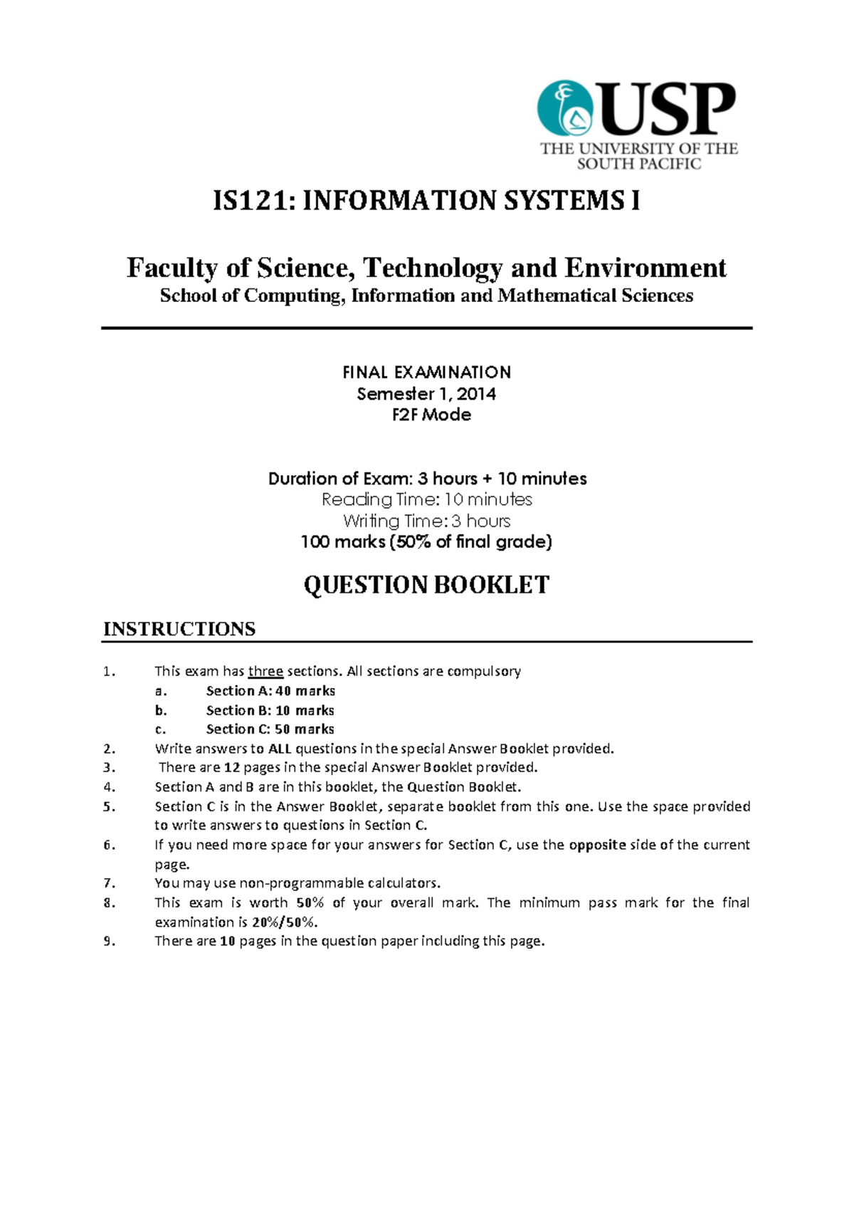 IS121 Exam - ,...,zmvjkh - IS121: INFORMATION SYSTEMS I Faculty of ...