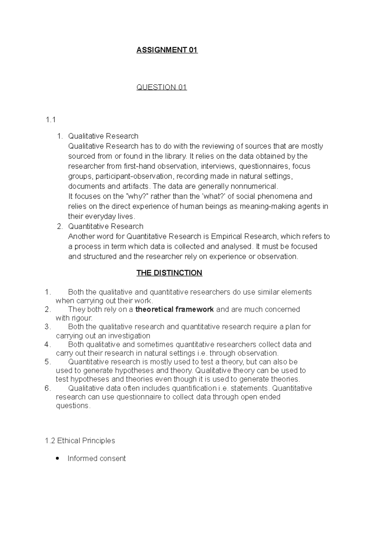 Assignment 01 - QUESTIONS AND ANSWERS - ASSIGNMENT 01 QUESTION 01 1 ...