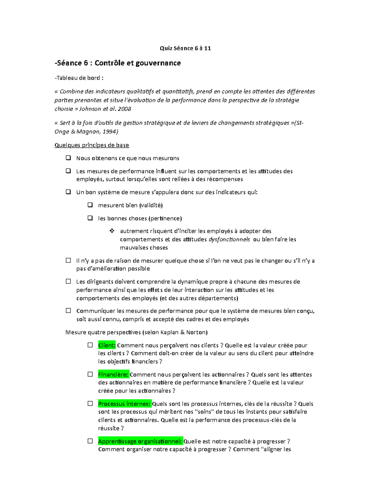 Quiz Séance 6 à 11 - sfsfsf - Quiz Séance 6 à 11 -Séance 6 : Contrôle ...