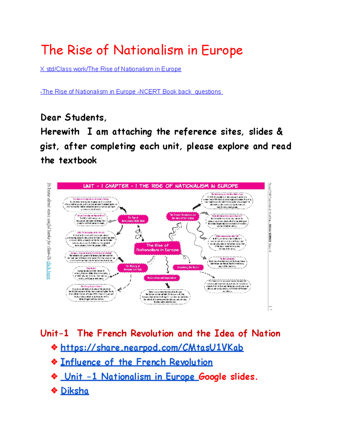 The Rise of Nationalism in Europe CW Gist of the lesson - The Rise of ...