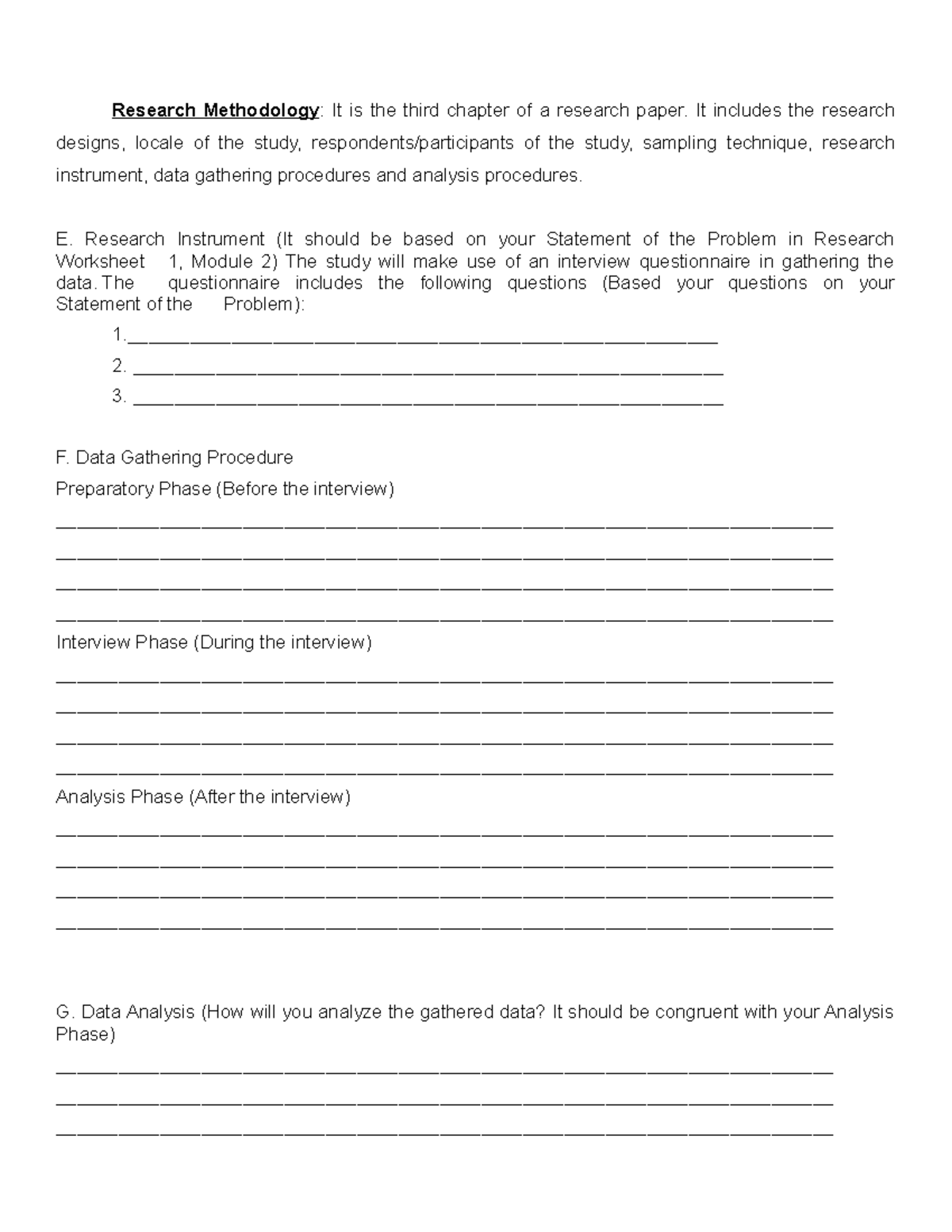 Performance task in Research - Research Methodology : It is the third ...