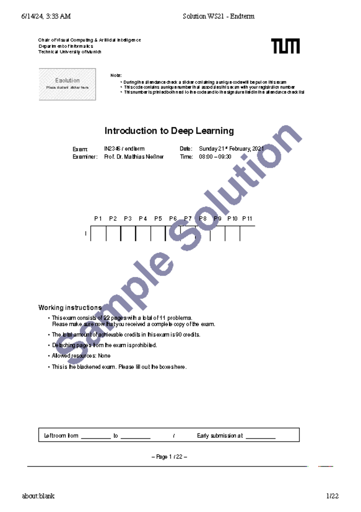 Solution WS21 - Endterm - Sample Solution Chair of Visual Computing & Artificial Intelligence ...
