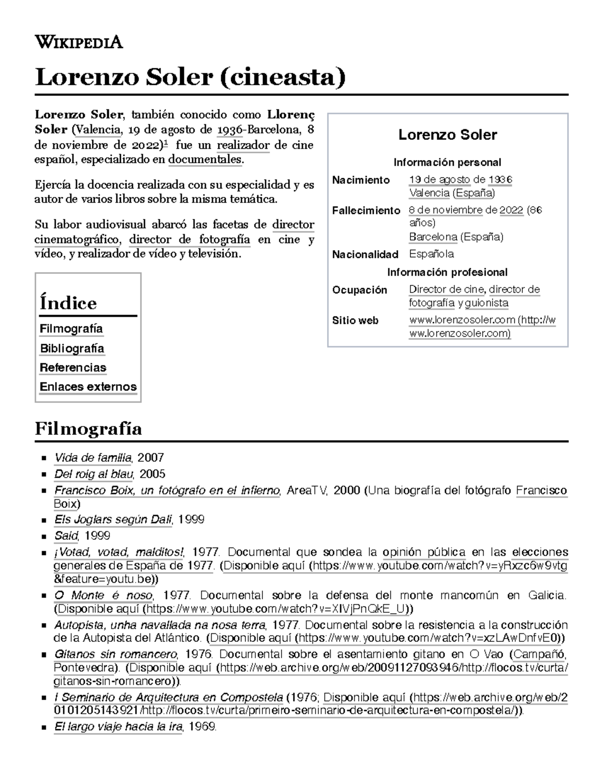 Lorenzo Soler (cineasta) - Lorenzo Soler Información personal ...