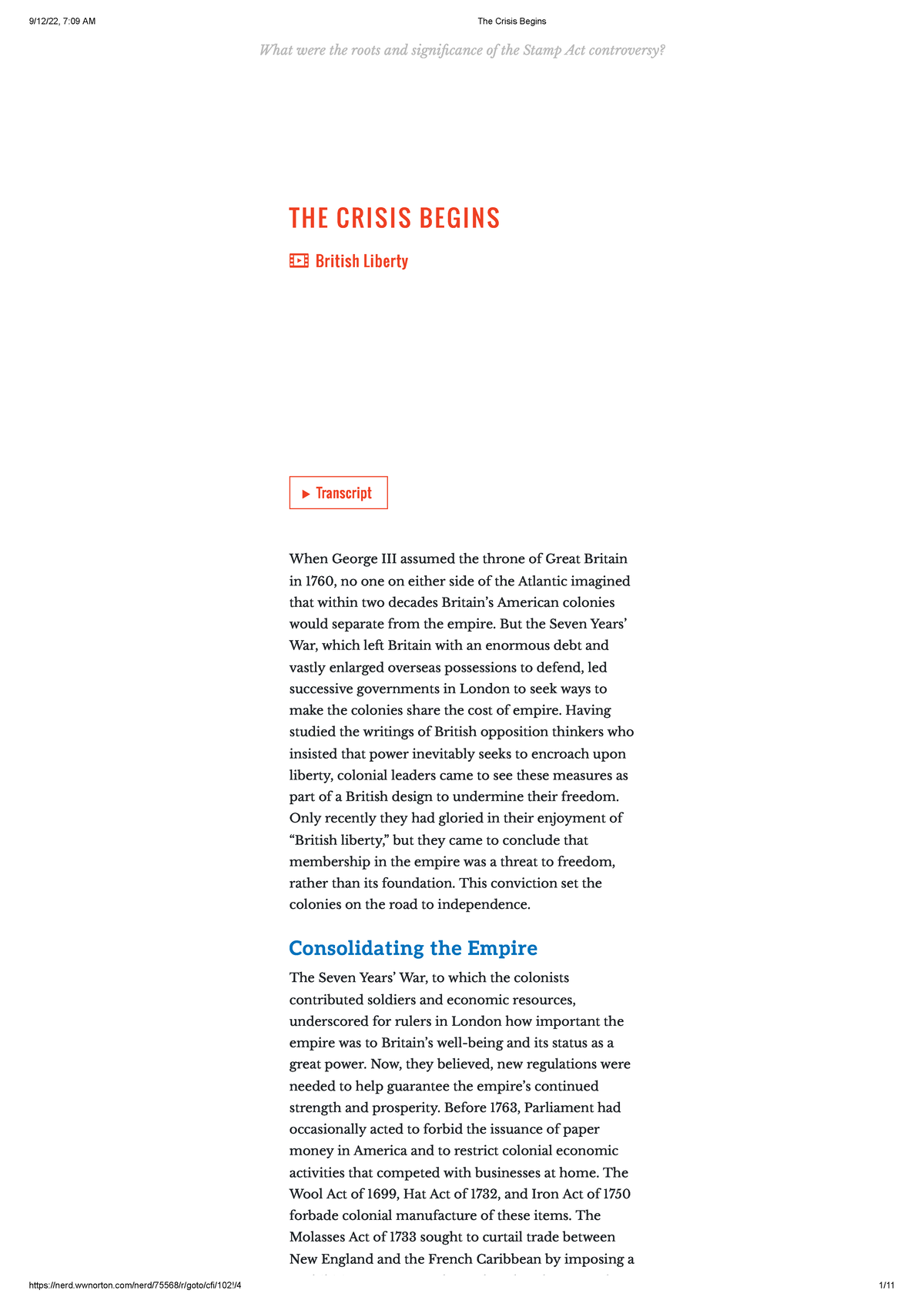 5.1 history - Give me Liberty - T H E C R I S I S B E G I N S British ...