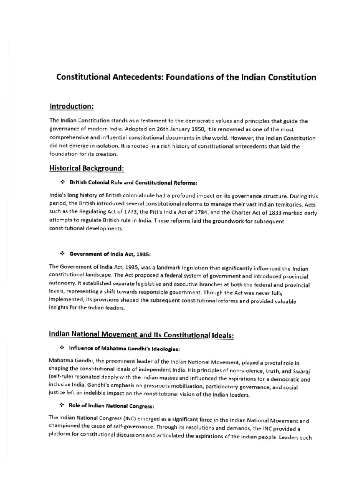 Constitution - Assignment - Constitutional Antecedents: Foundations of ...