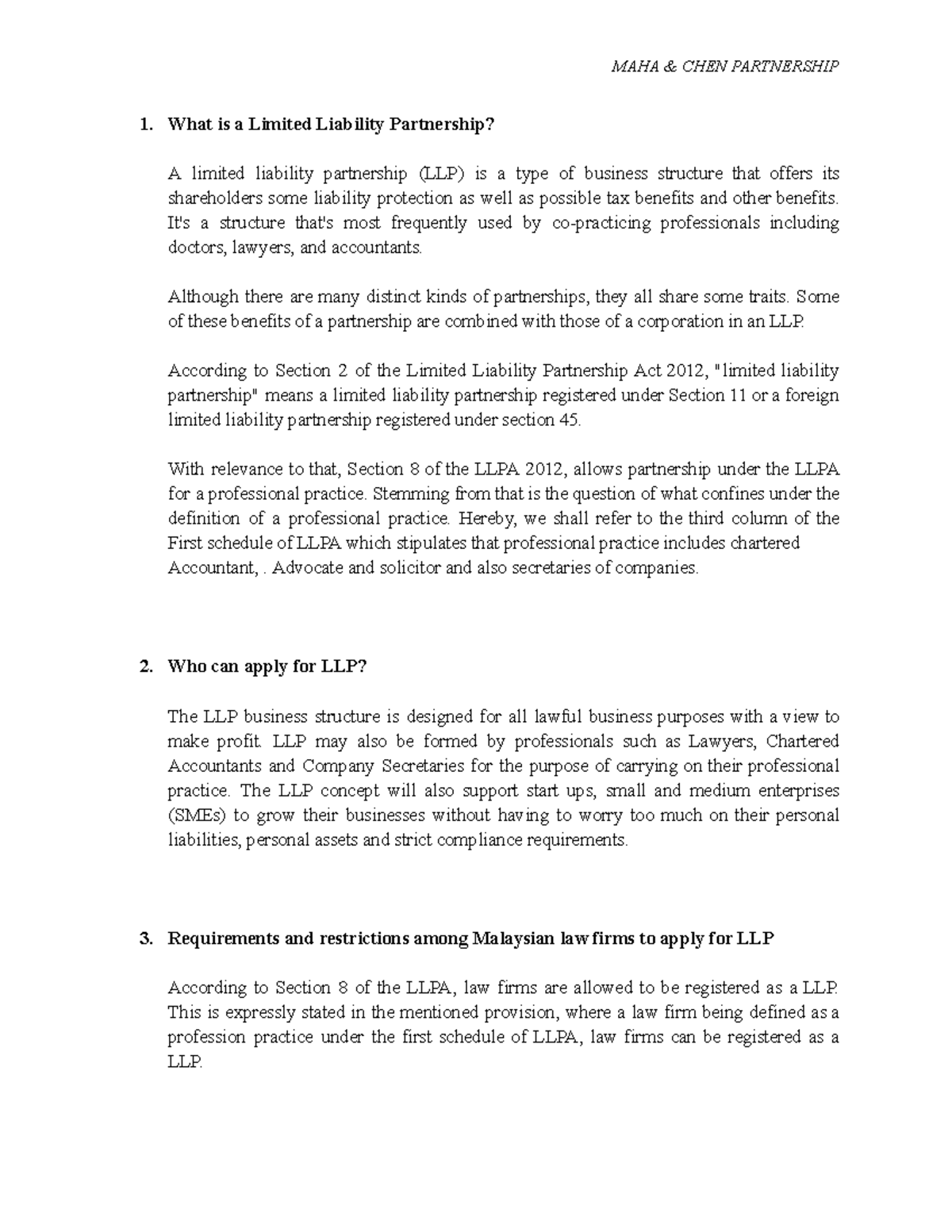 PP TUTO WEEK 2 - What is a Limited Liability Partnership? A limited ...